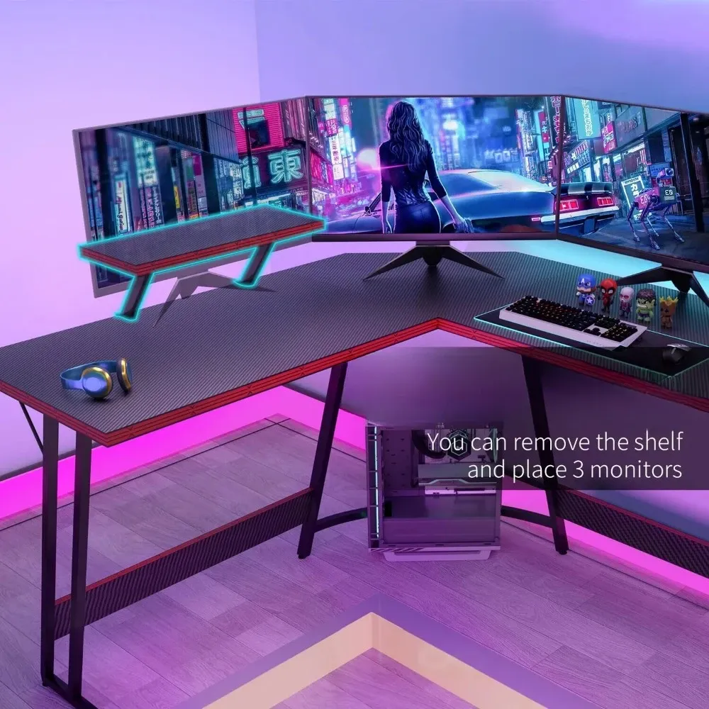 Student Desk 51 Inch L Shaped Computer Corner PC Gaming Table With ...