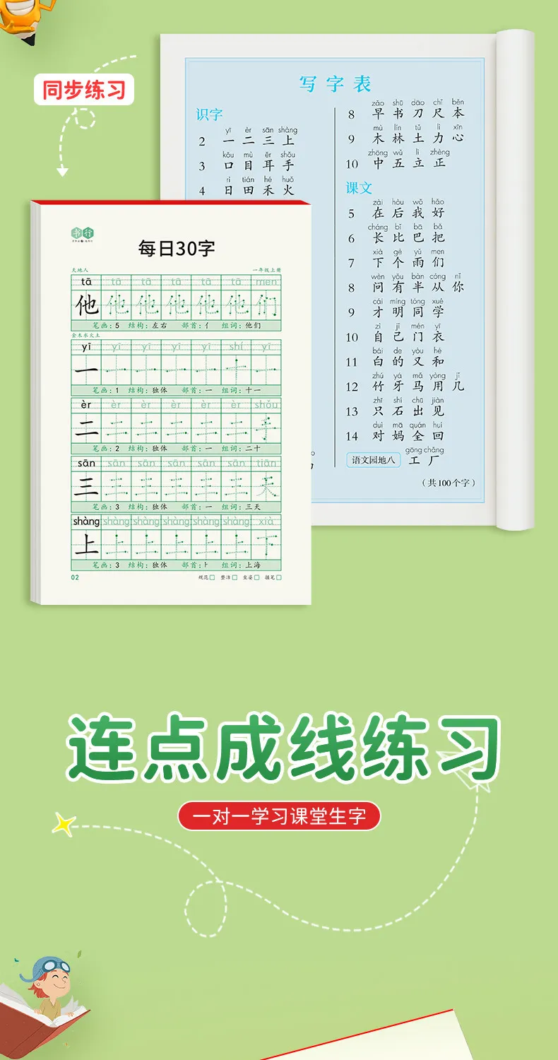 Daily Chinese Character Dot Tracing Workbook: Grades 1 6 Red Exercise ...