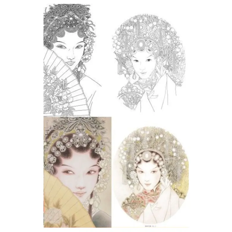 Chinese Opera Face Line Drawing Print Meticulous Manuscript For ...