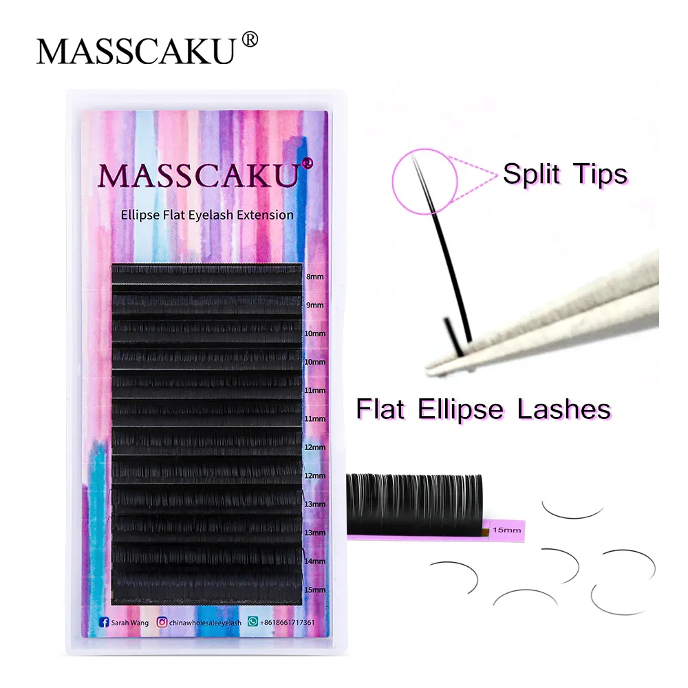 Silk Eyelash Extensions: Flat Individual Eyelashes with Split Tips for ...