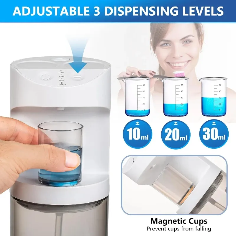 Automatic Mouthwash Dispenser Rechargeable 500ml Wall Mounted with 2 ...