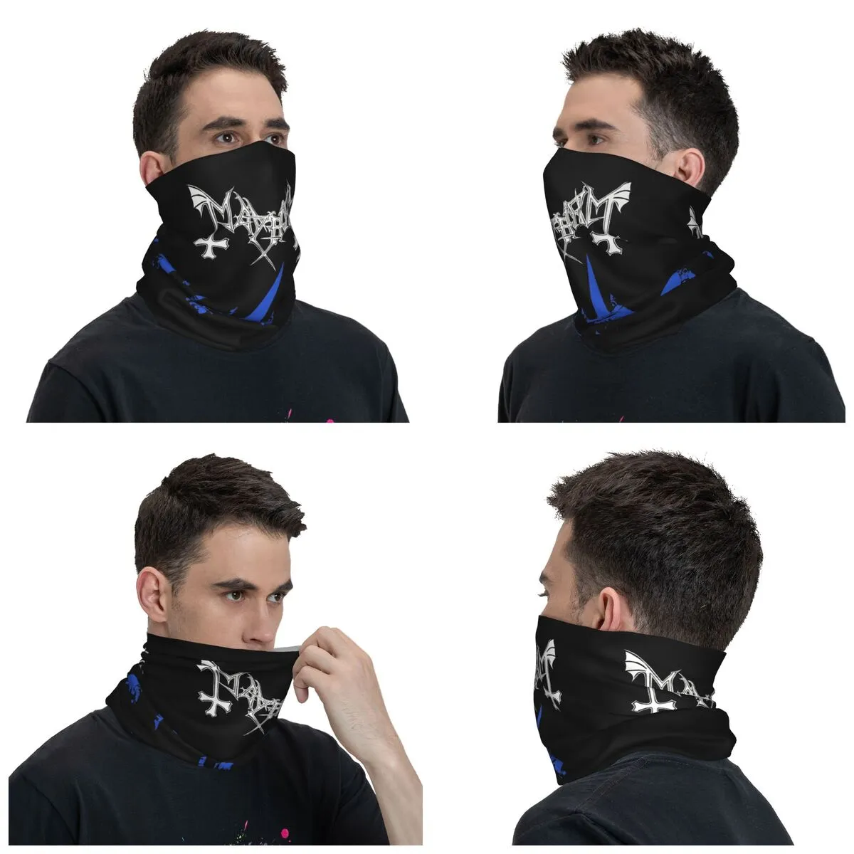 Metal Mask Mayhem Bandana Neck Gaiter Heavy Metal Band Multi Use Scarf ...