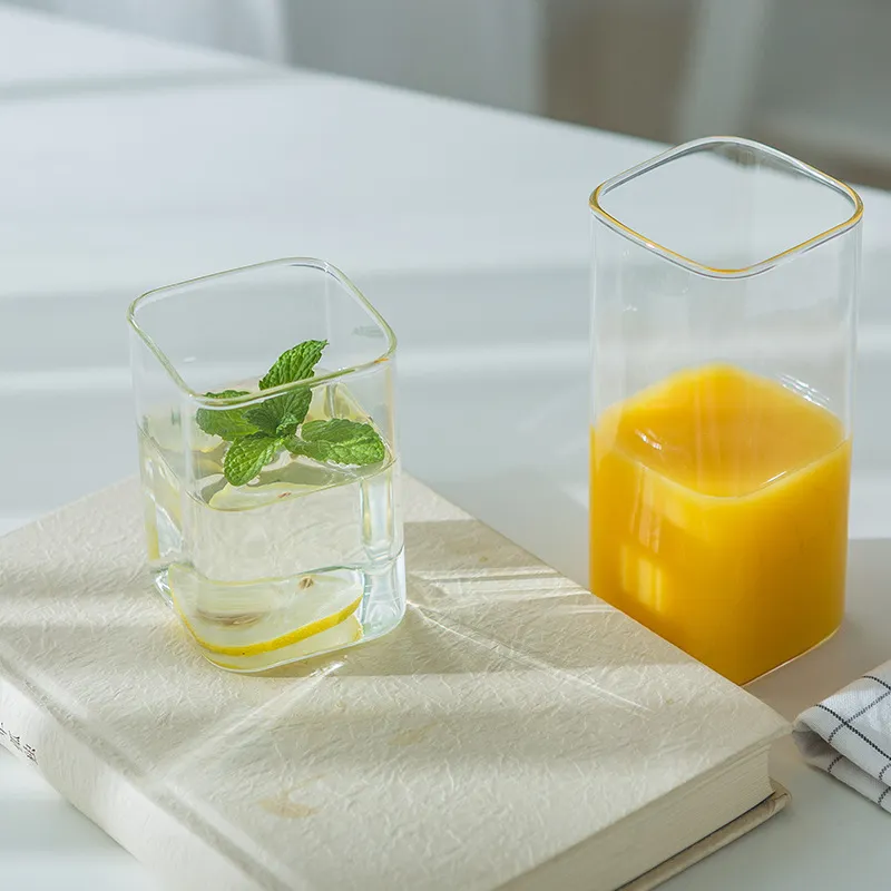DHgate.com:Crystal Clear Square Glass Tea Cup Set: Heat-Resistant ...