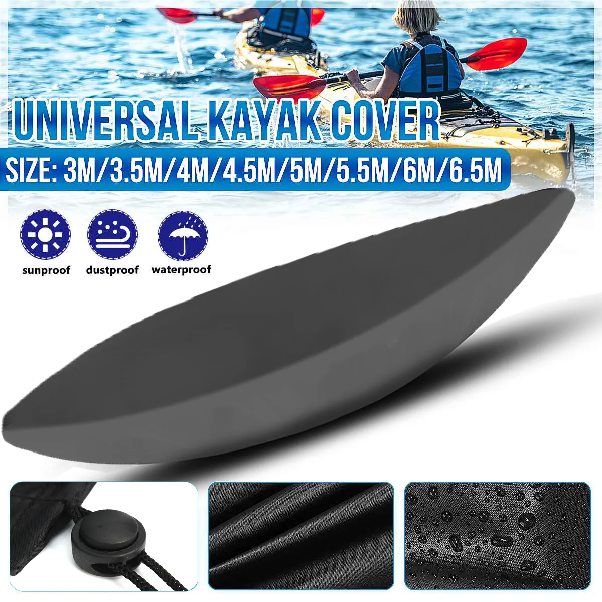 8 Sizes Waterproof Kayak Cover UV-Resistant Heavy-Duty Canoe Storage ...