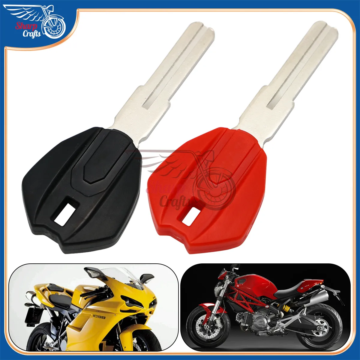 Motorcycle Key Tags, Black and Red Uncut Replacement Key, Compatible ...