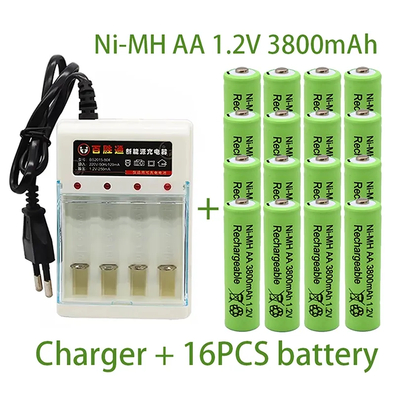 Remote Control Nimh Rechargeable Batteries With Charger AA 1.2V 3800mAh ...