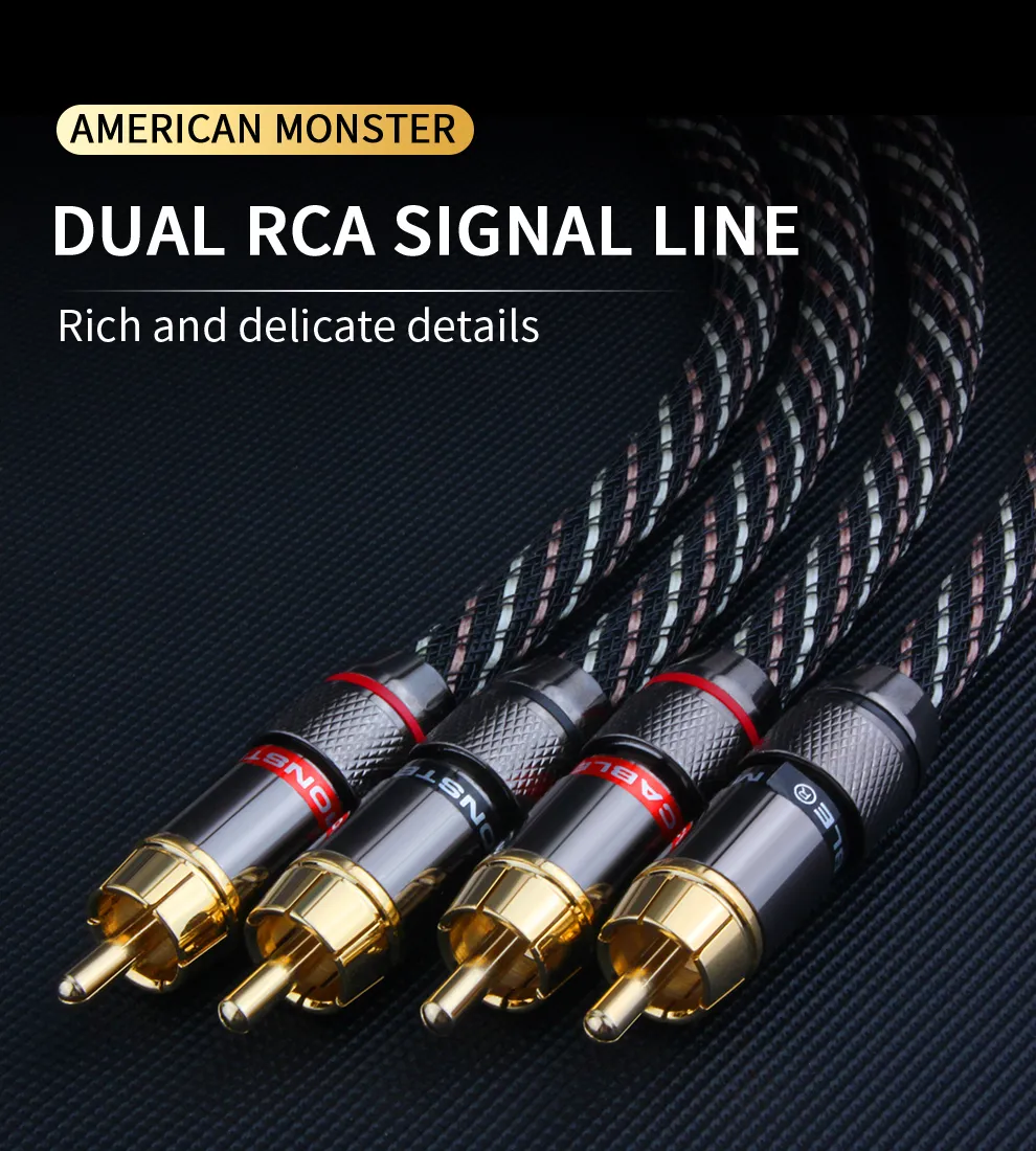 RCA Audio Cable Male to Male 2RCA to 2RCA Stereo Interconnect Cable ...