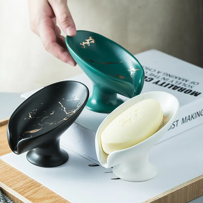 DHgate.com:2024Ceramic Leaf Shape Soap Holder Dish - Luxury Bathroom ...