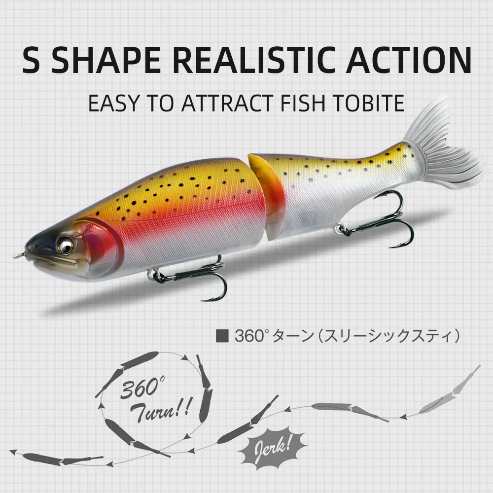 Jointed Minnow Fishing Lure with Soft Tail - 64g, 2.25oz ABS Body ...