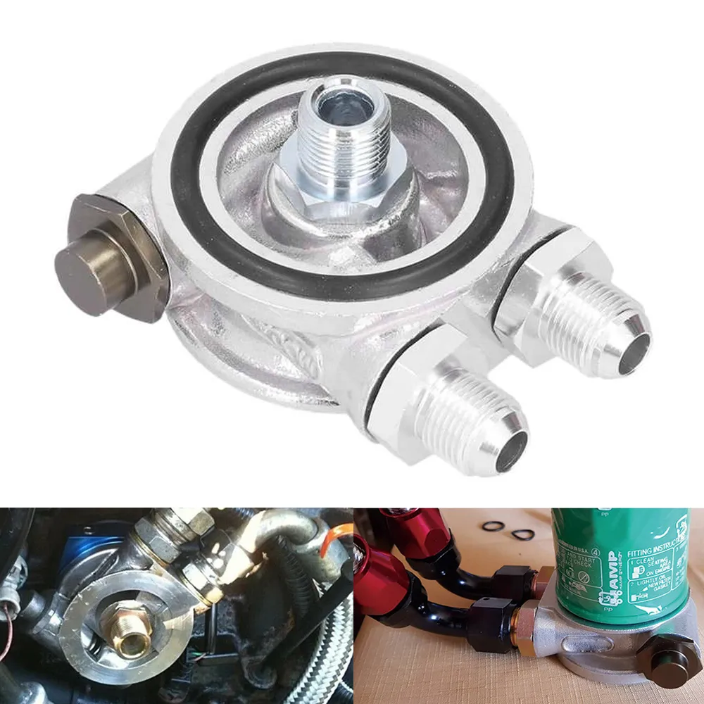 Aluminum Oil Filter Sandwich Plate Adapter with AN10 Fittings for ...