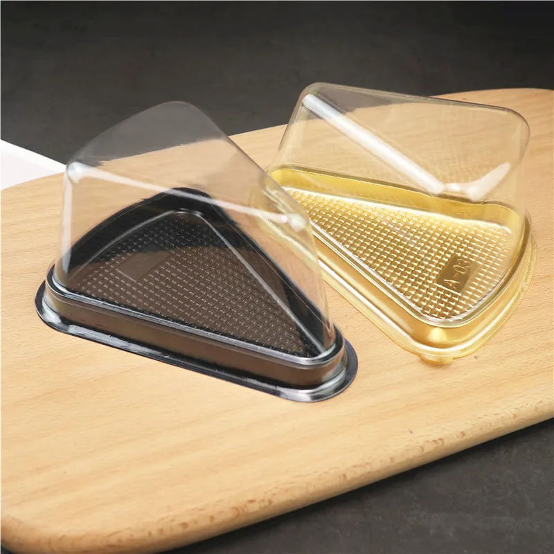 Triangle Mousse Cake Boxes | Clear Plastic Disposable Cake Packaging ...