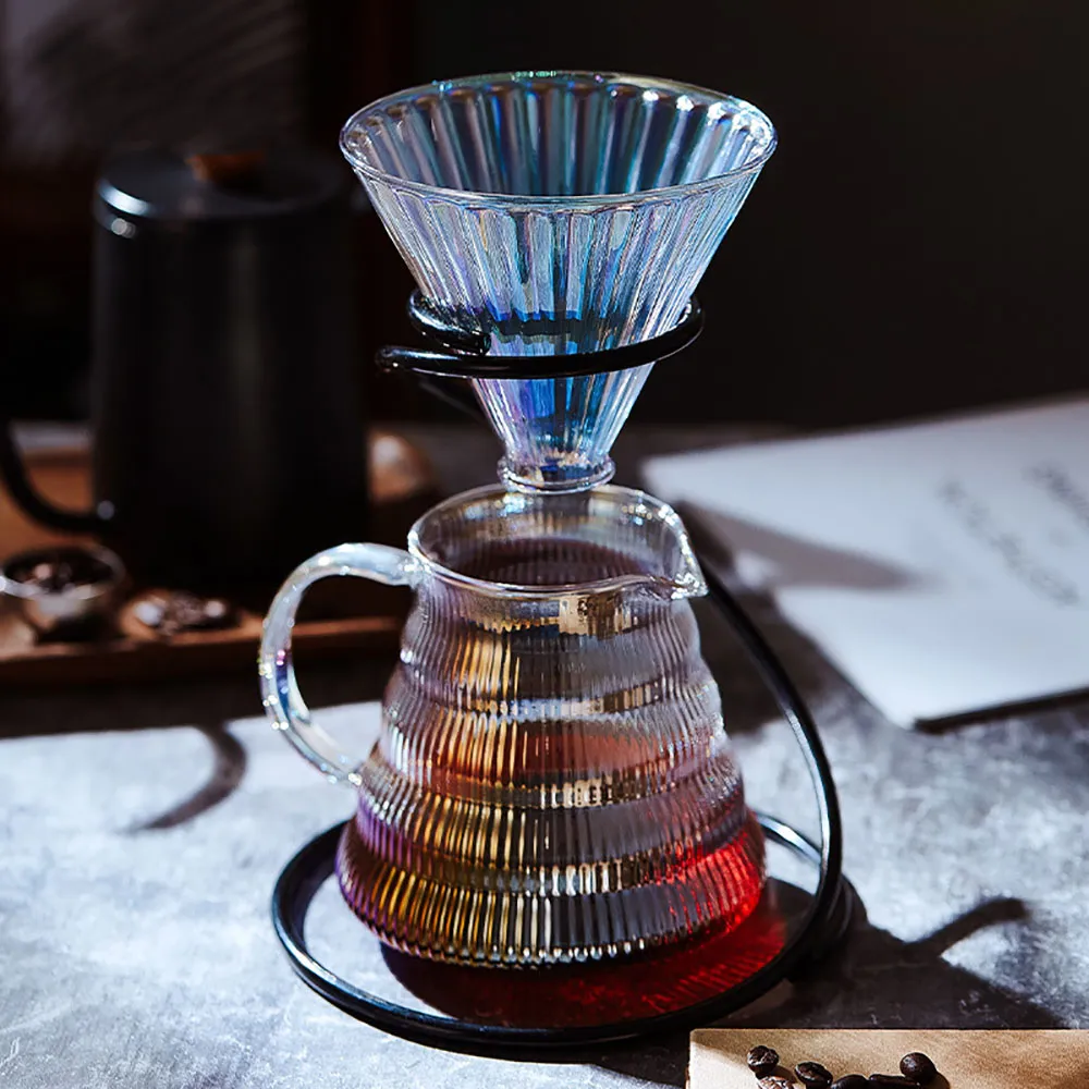 400/600ml Coffee Pot Filter Cup Set Colorful Manual Glass Coffee Funnel ...