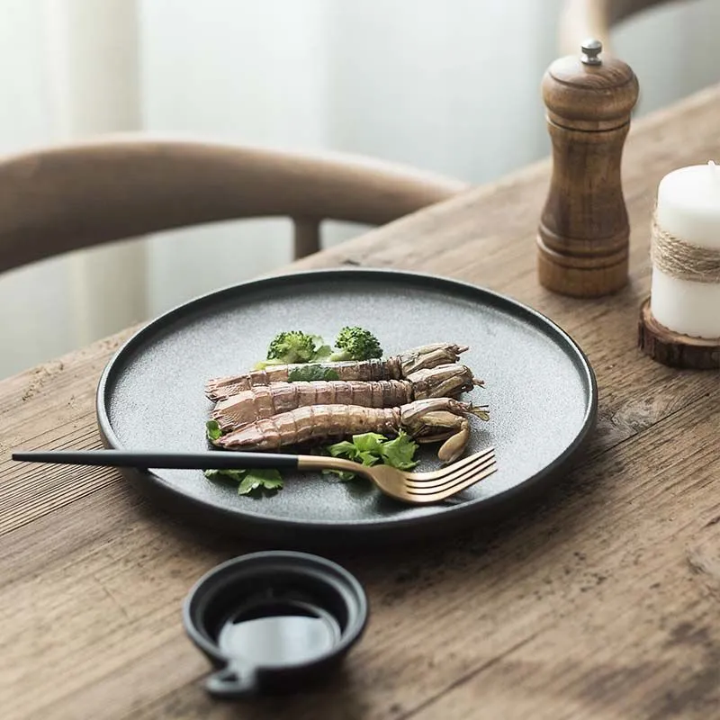 Black Matte Scratch-Resistant Ceramic Dinner Plate Set - 4-Piece from ...