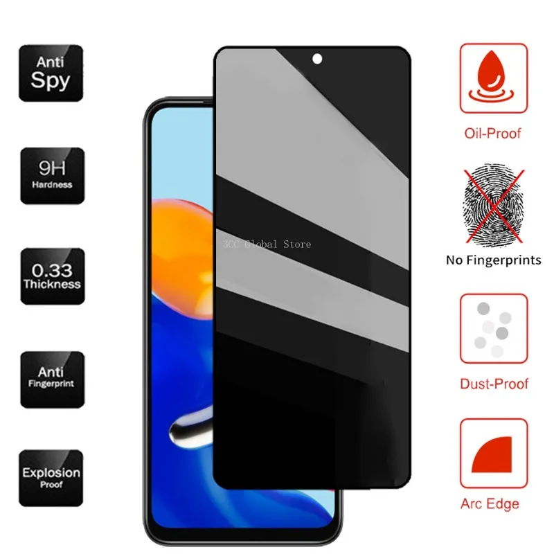 DHgate.com:3-Pack Anti-Spy Tempered Glass Screen Protectors for Xiaomi Redmi Note 11/10 Pro/Note ...