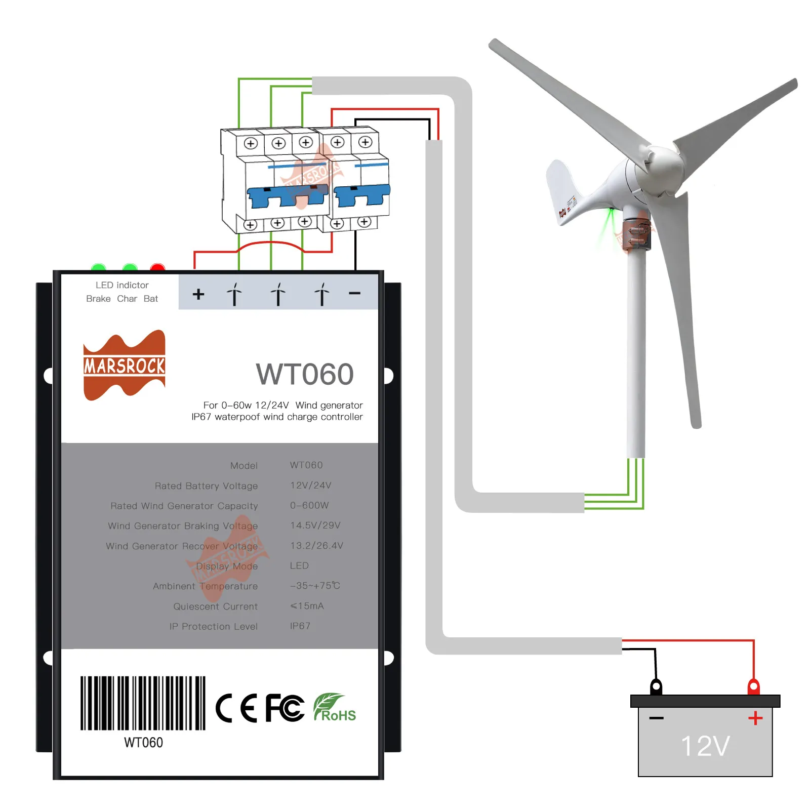 DHgate.com:IP67 Waterproof 600W Wind Turbine Generator Controller, 12V ...