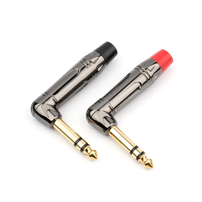 35mm Stereo Plug 3 Pole 90° Angle Audio Connector 6.5mm Jack Adapter ...