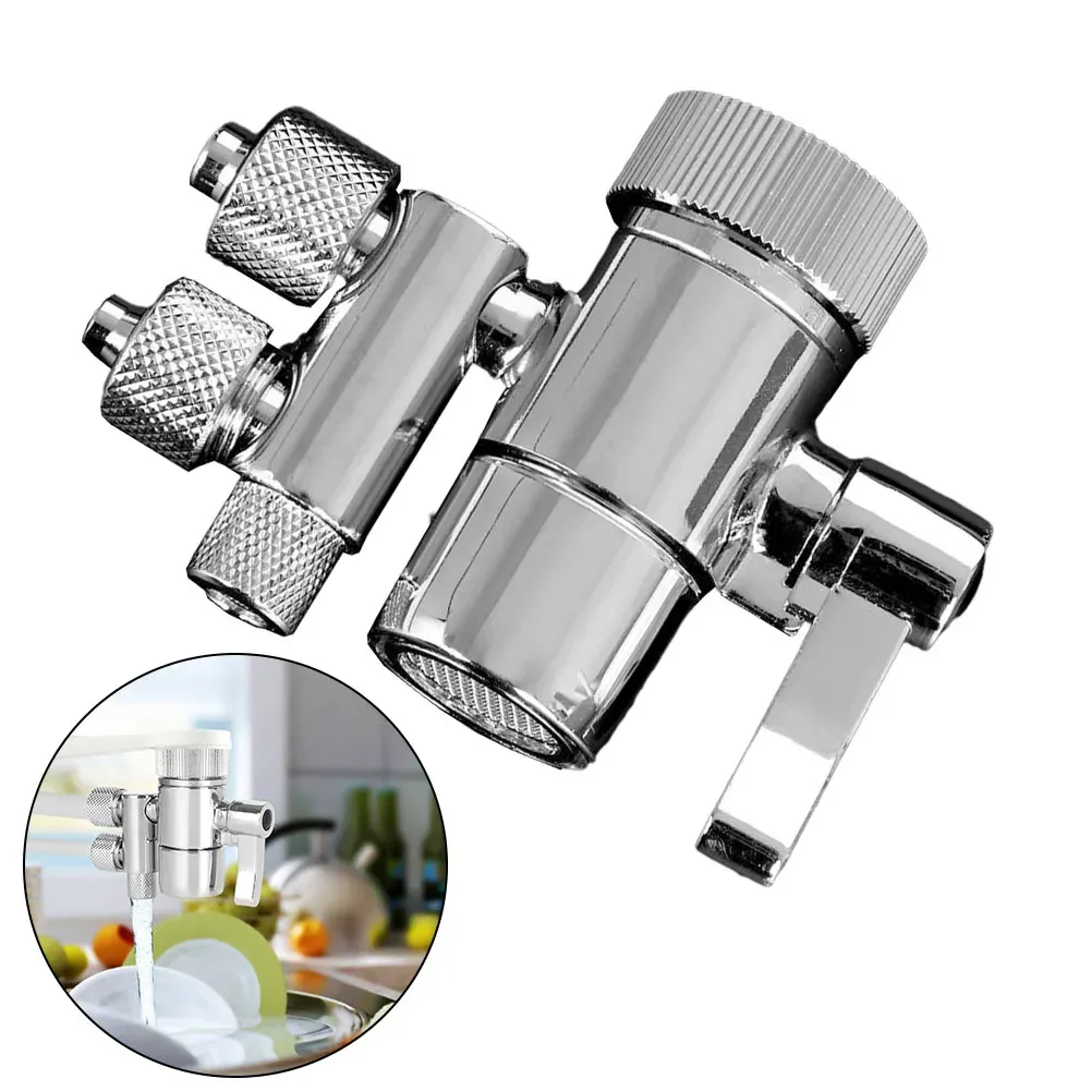 3-Way Brass Kitchen Faucet Diverter Valve, 3/8 and 5/16 Outlet ...