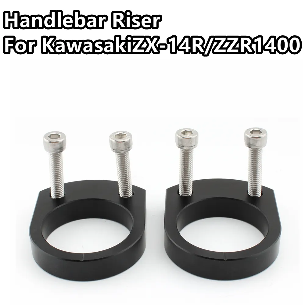Kawasaki ZX-14R Handlebar Riser Kit w/ Clamps - 10mm Aluminum Handlebar ...
