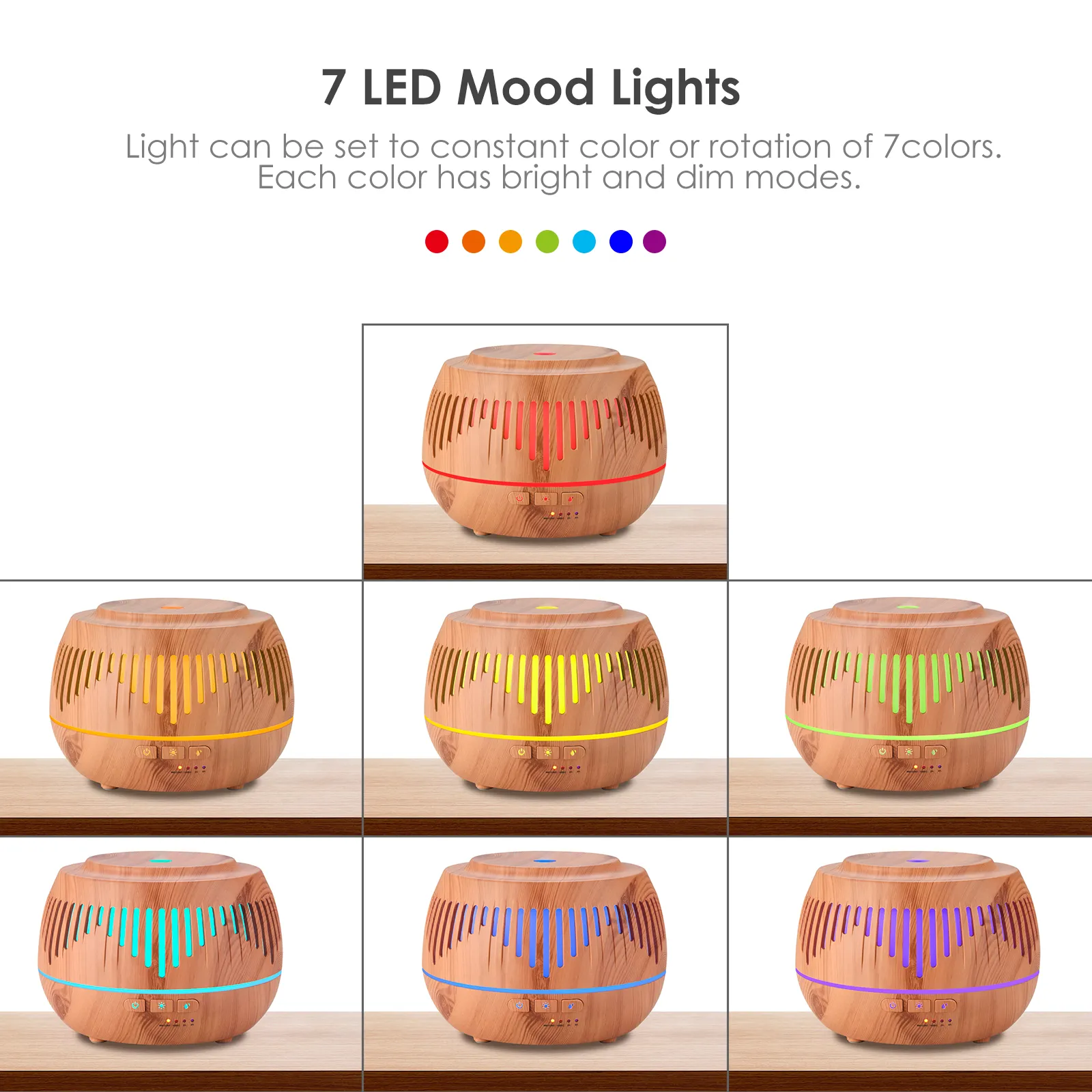 2024500ml Aromatherapy Oil Diffuser with LED Lamp & Remote, Electric ...