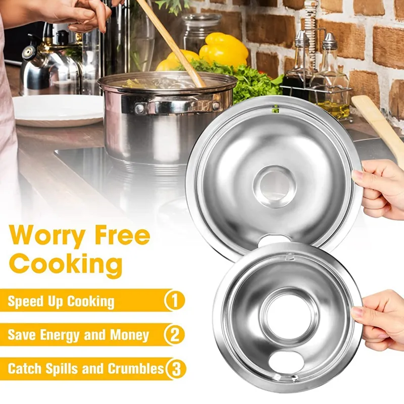 DHgate.com:Chrome Drip Pan Kit (6 Pack) | Universal Burner Drip Trays ...