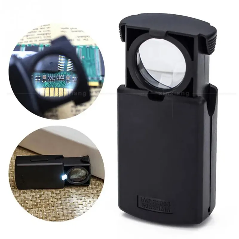 30X Zoom Mini Magnifying Glass with Bright LED Light - Compact Pocket ...