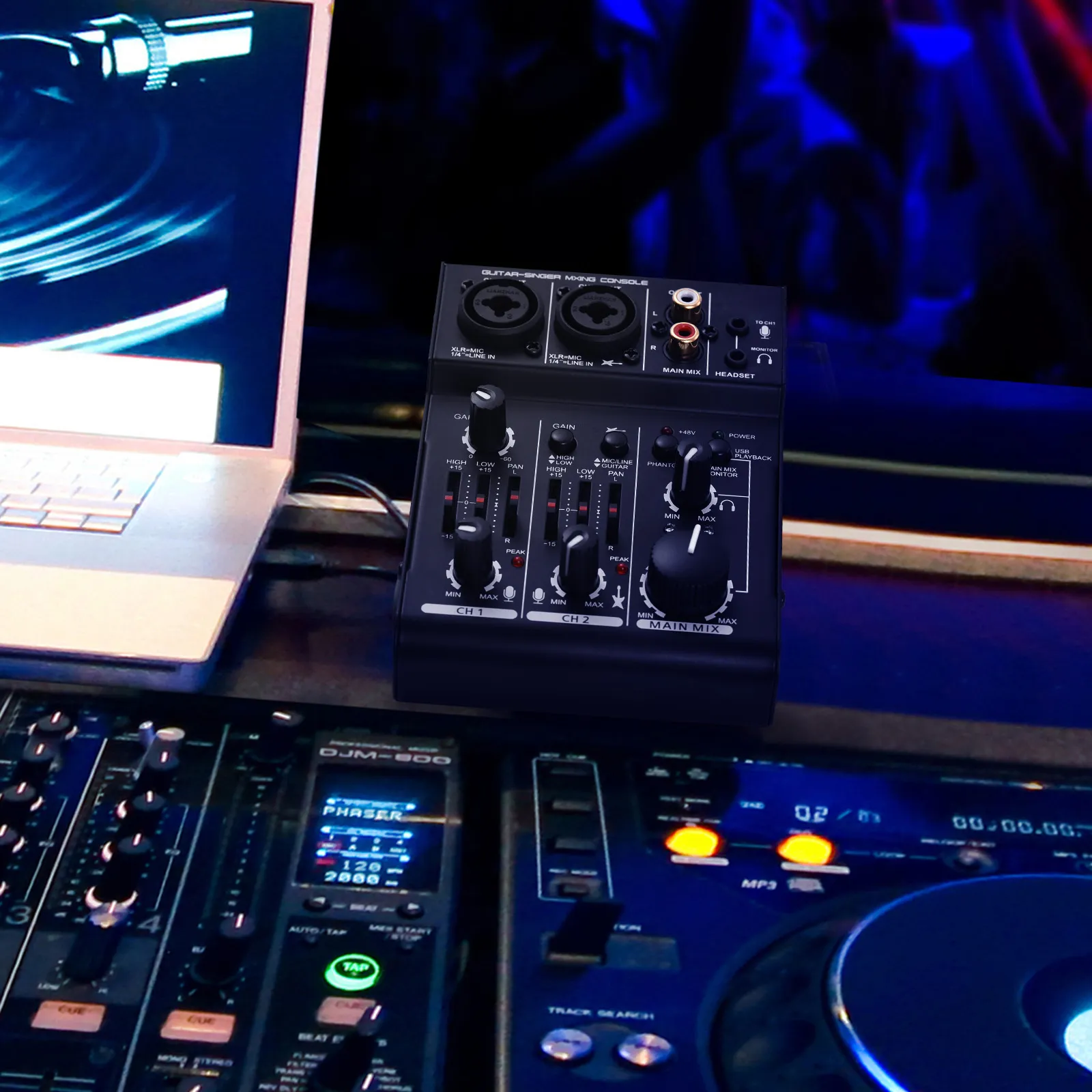 Mini 3 Channel Sound Card Mixing Console Digital Audio Mixer 48V ...