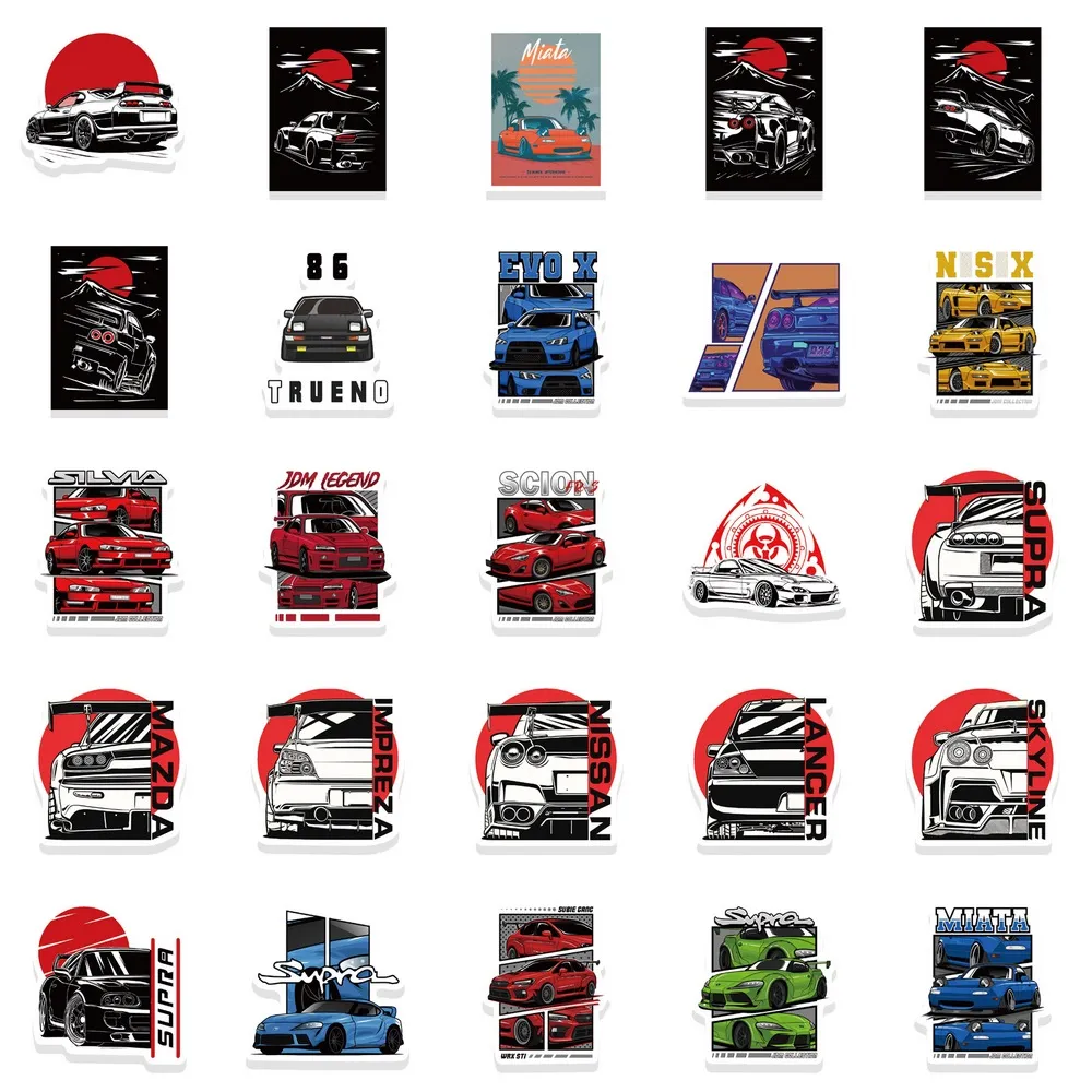 50 Cool Japanese Racing Car JDM cute stickers for Laptop, Luggage, Bike ...