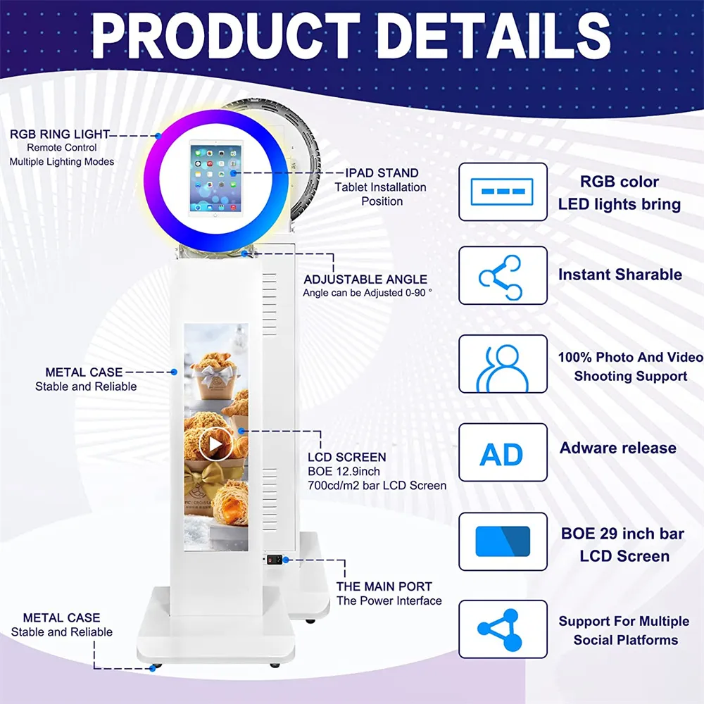 DHgate.com:Portable iPad Photo Booth Shell Stand with Adjustable RGB ...