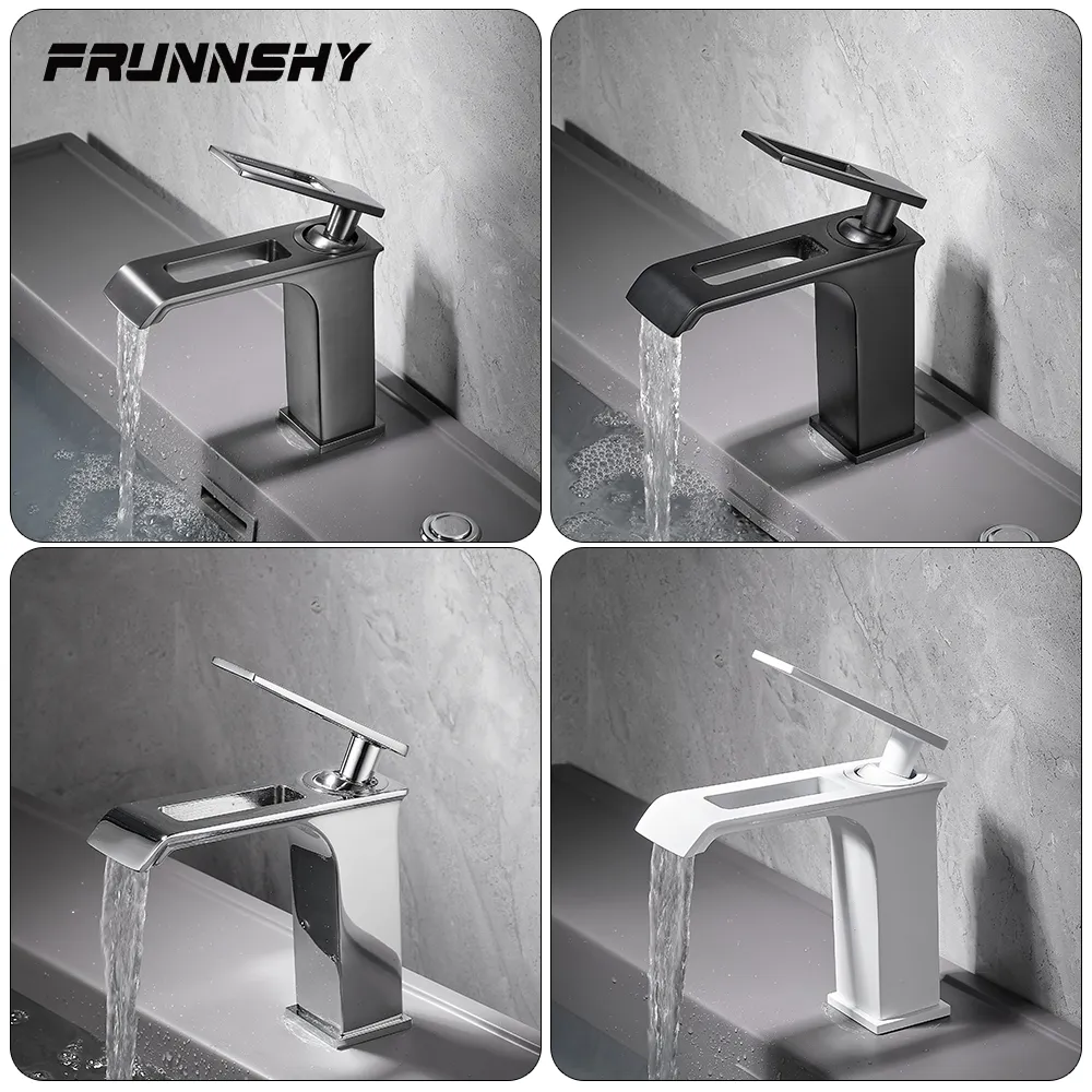 Black Waterfall Bathroom Faucet, Single Handle Mixer Tap with 2 Water ...
