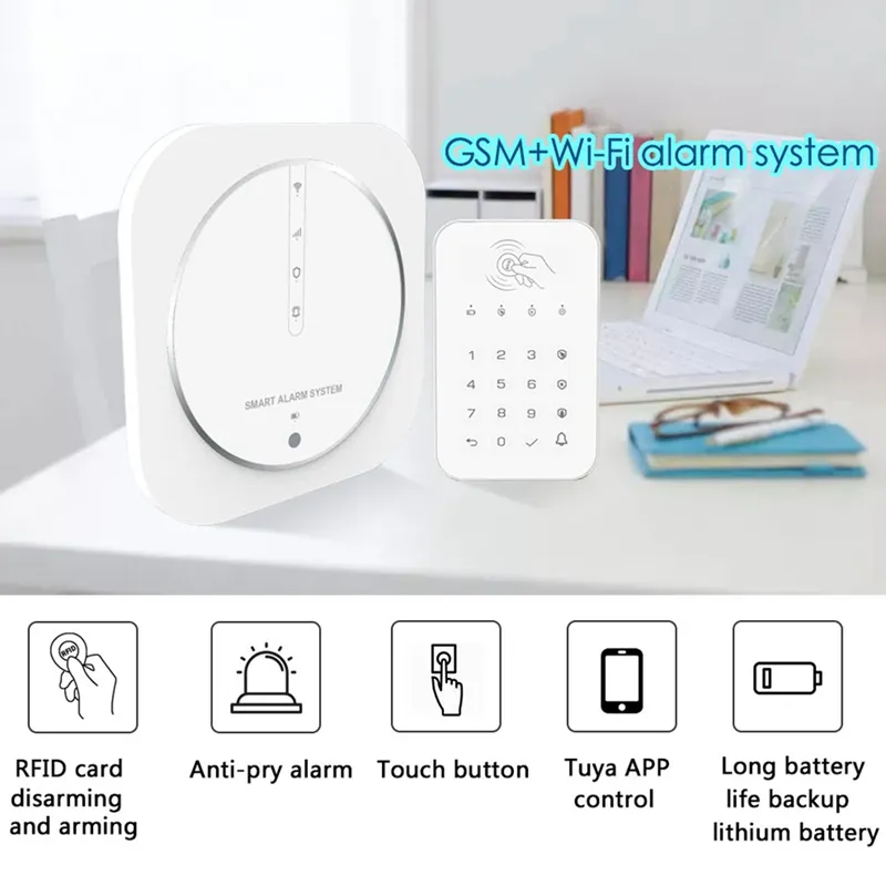2024Smart WiFi+GSM Dual Network Alarm System, No Screen Alarm Host Kit ...
