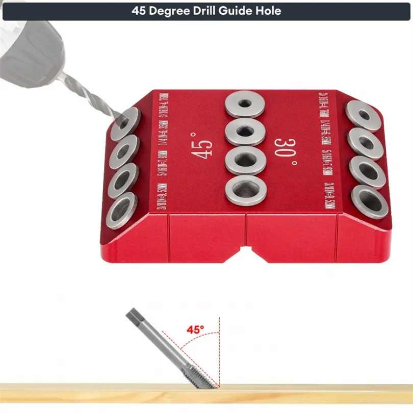 Angle Drill Jig: 30/45/90 Degree Woodworking Drill Guide Locator Tool ...