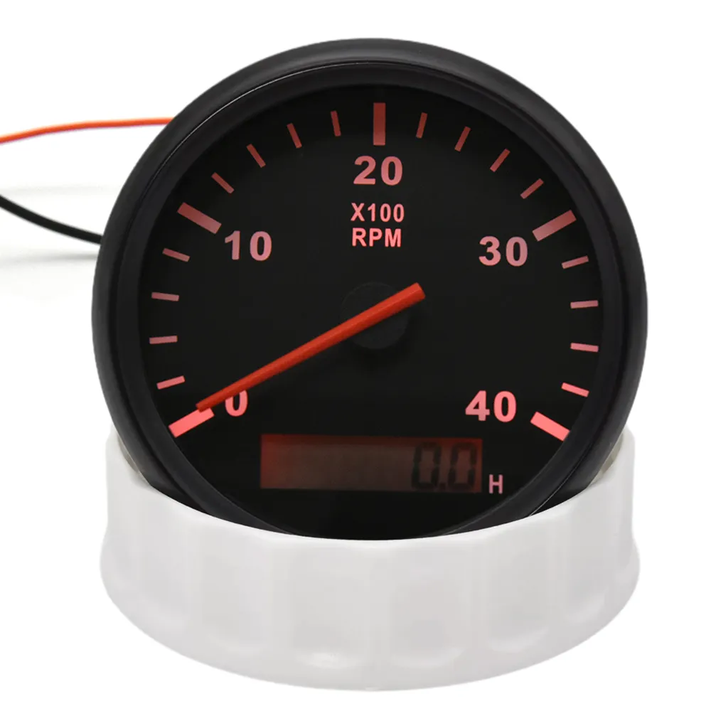 4KRPM RPM Tachometer Gauge 85mm with Hour Meter Red LED Sensor for ...