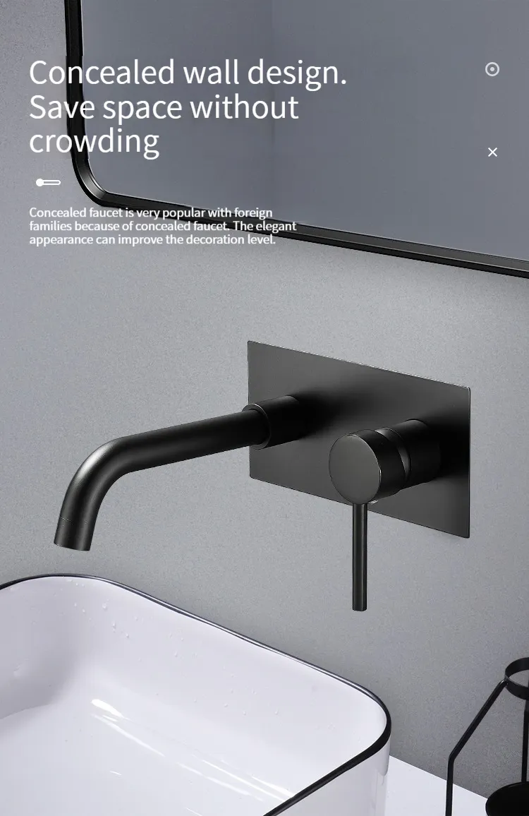 Wall faucet copper plumbing hot and cold water embedded basin faucet ...