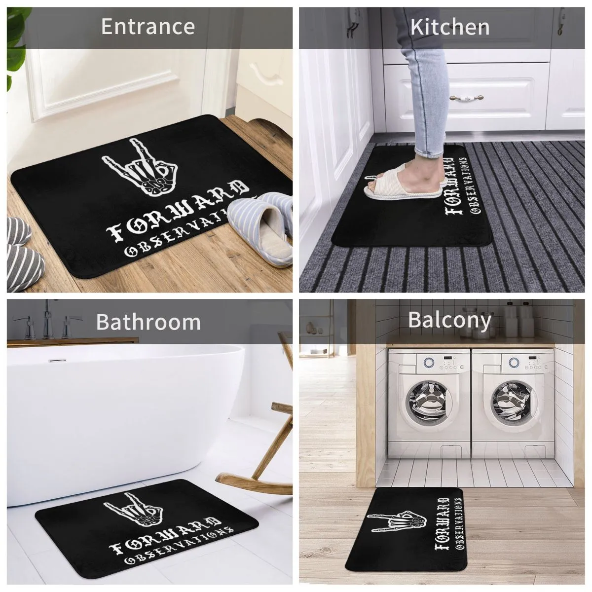 Forward Observations Group Non-slip Doormat Skeleton Gesture Bath ...