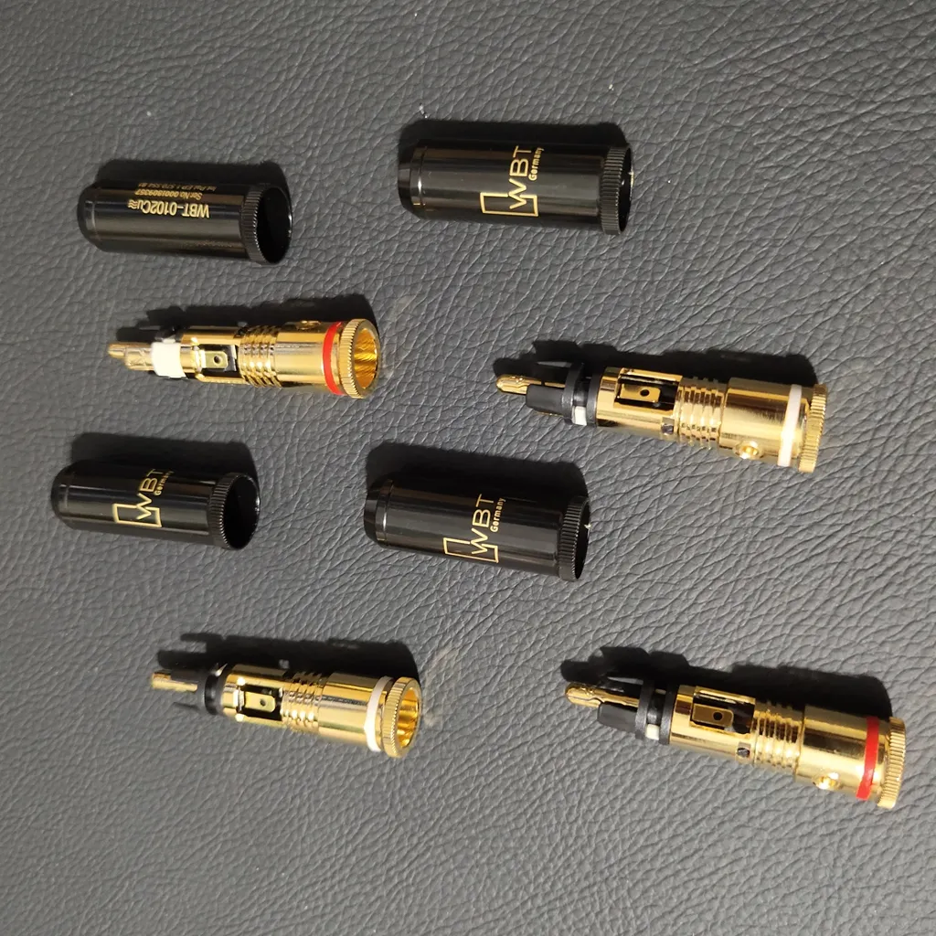 DHgate.com:2024 WBT-0102Cu RCA Plugs: Pure Copper Gold-Plated Audiophile Plugs (4-Pack):Electronics