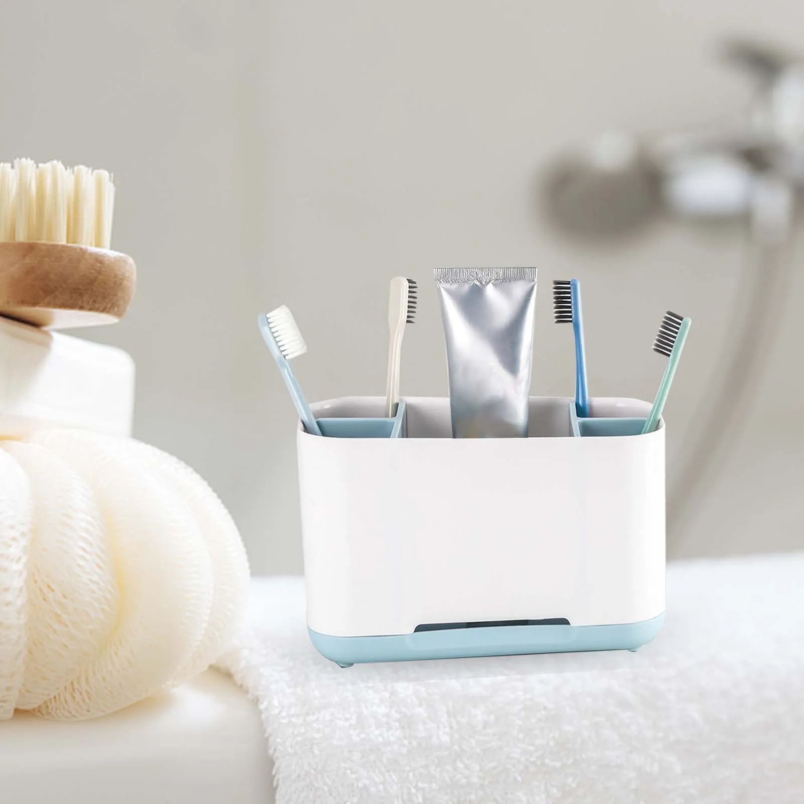 Toothbrush Toothpaste Holder with 5 Slots Detachable Automatic ...