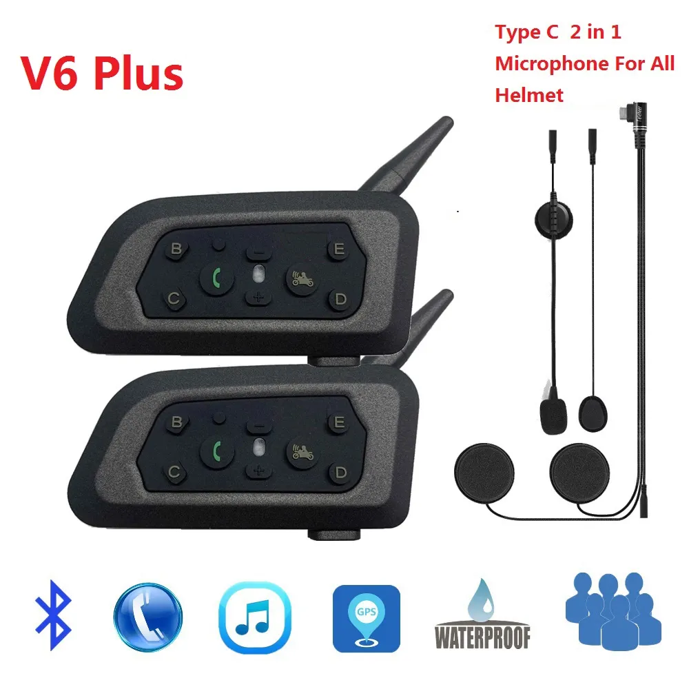 V6 Plus Bluetooth Motorcycle Helmet Intercom Headset... From Ddmyapr ...