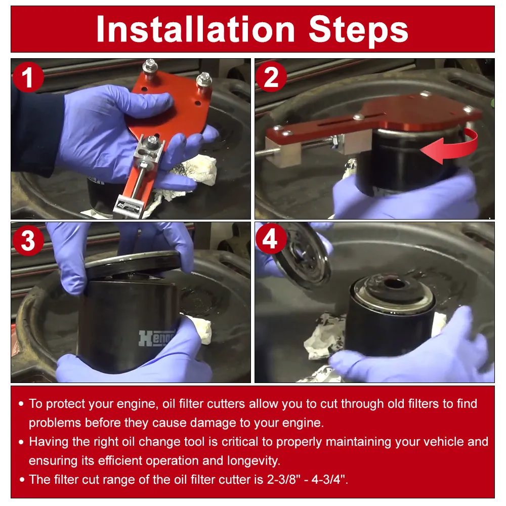 Oil Filter Cutter Tool 2-3/8 to 5 Cutting Range Aluminum Filter Removal ...