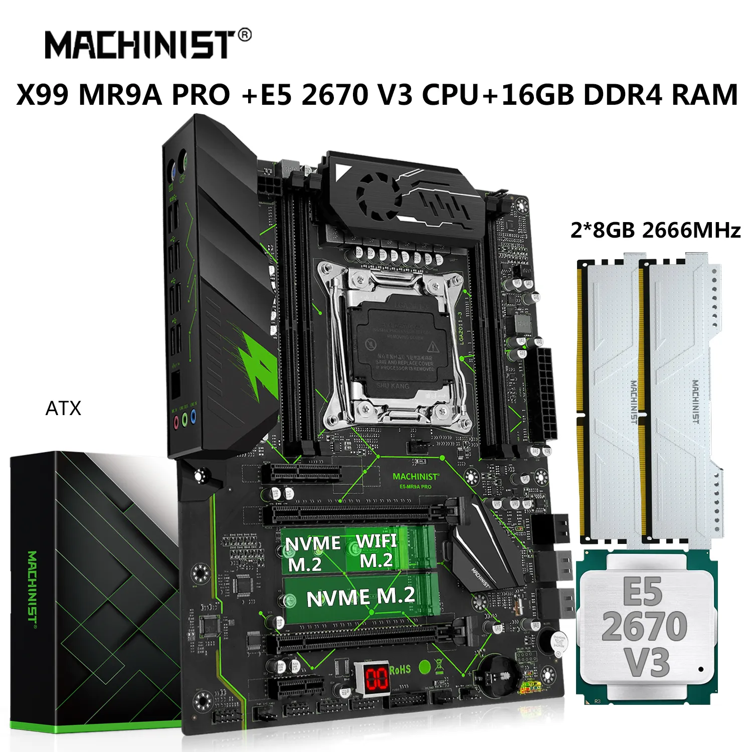 MACHINIST MR9A PRO X99 Matx Motherboard Set With E5 2670 V3 CPU, LGA ...