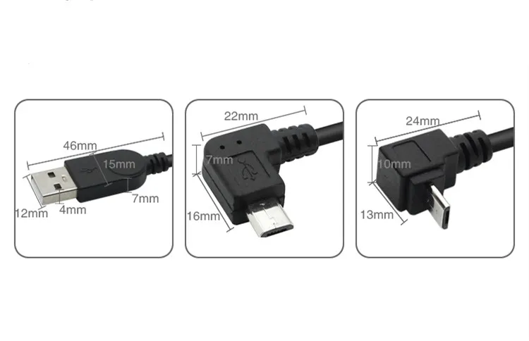 90 Degree Micro USB Cable 25cm USB Male To Micro USB Male Data & Charge ...