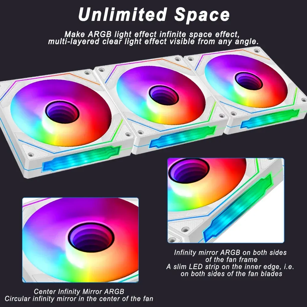 IWONGOU PC Fans 120mm AR12Pro RGB White 3 Pack With... From Ddmyperfect ...