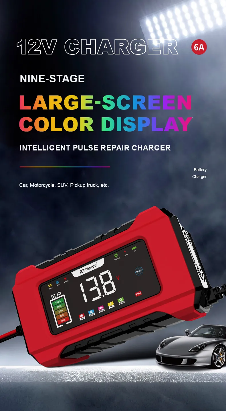 EAFC 6A 12V Smart Pulse Ctek Battery Maintainer With Digital LCD ...