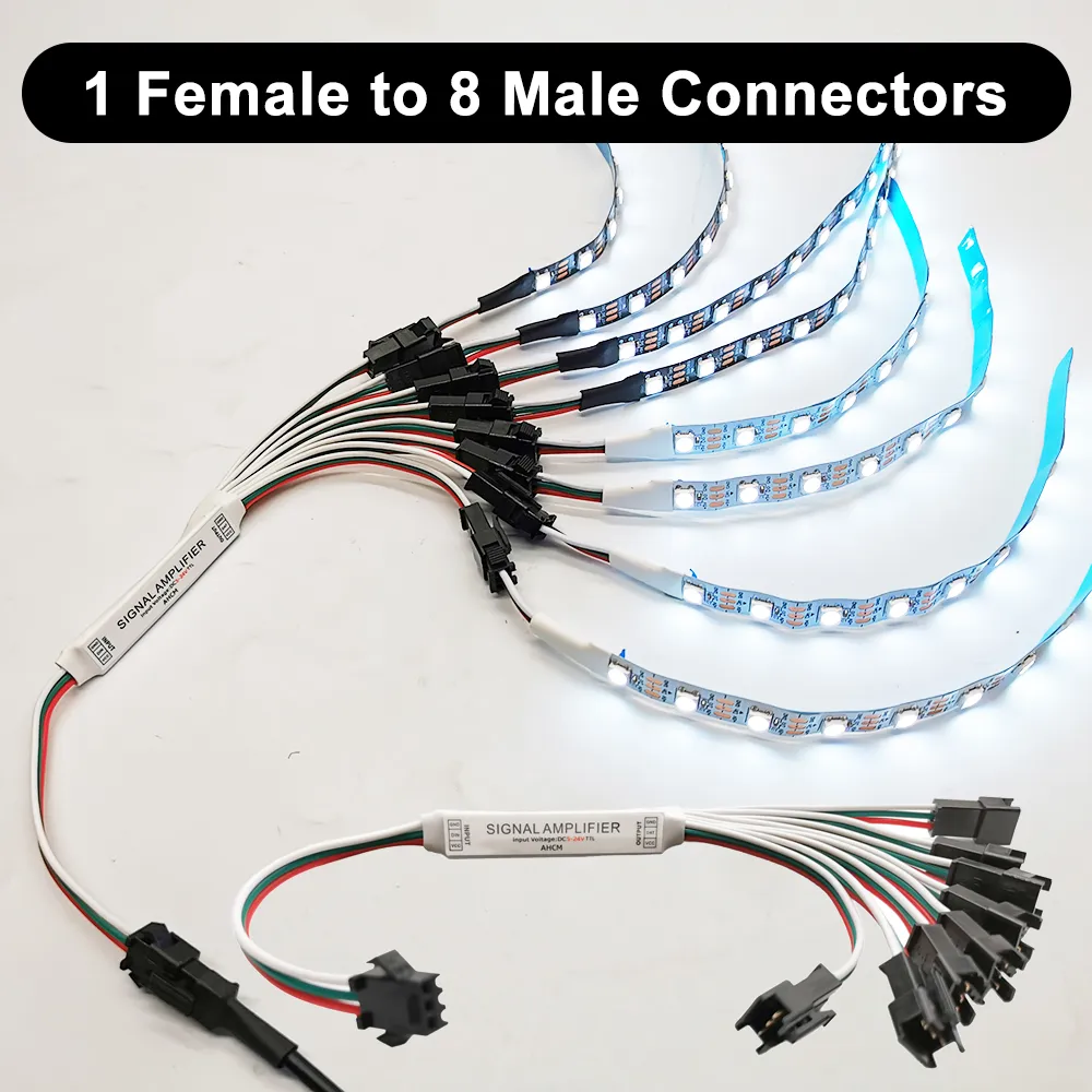 WS2812B LED Strip Amplifier Repeater 1 To 2/4/8 Way Signal Booster For ...