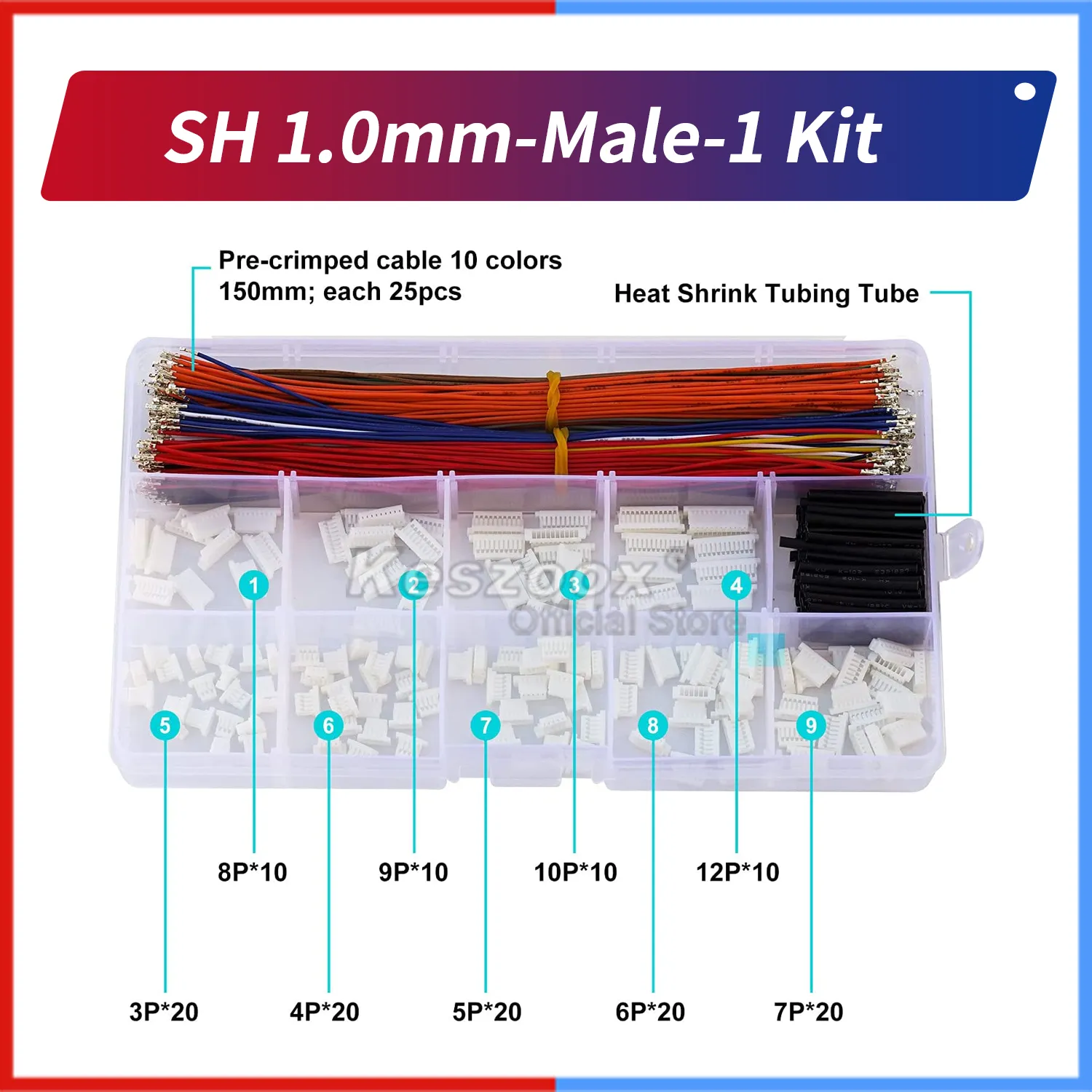 JST 1.0/1.25/1.5/2.0/2.5mm Pitch Connector Kit Jst SH GH ZH PH XH 2 6Pin Housing With Pre ...