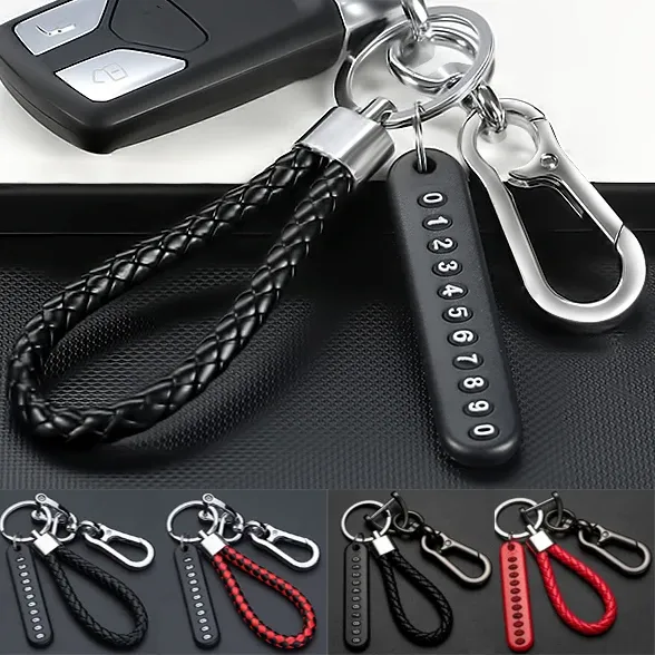 Premium Leather Key Chain: Personalized Anti-Lost Memory Alert Keyring ...