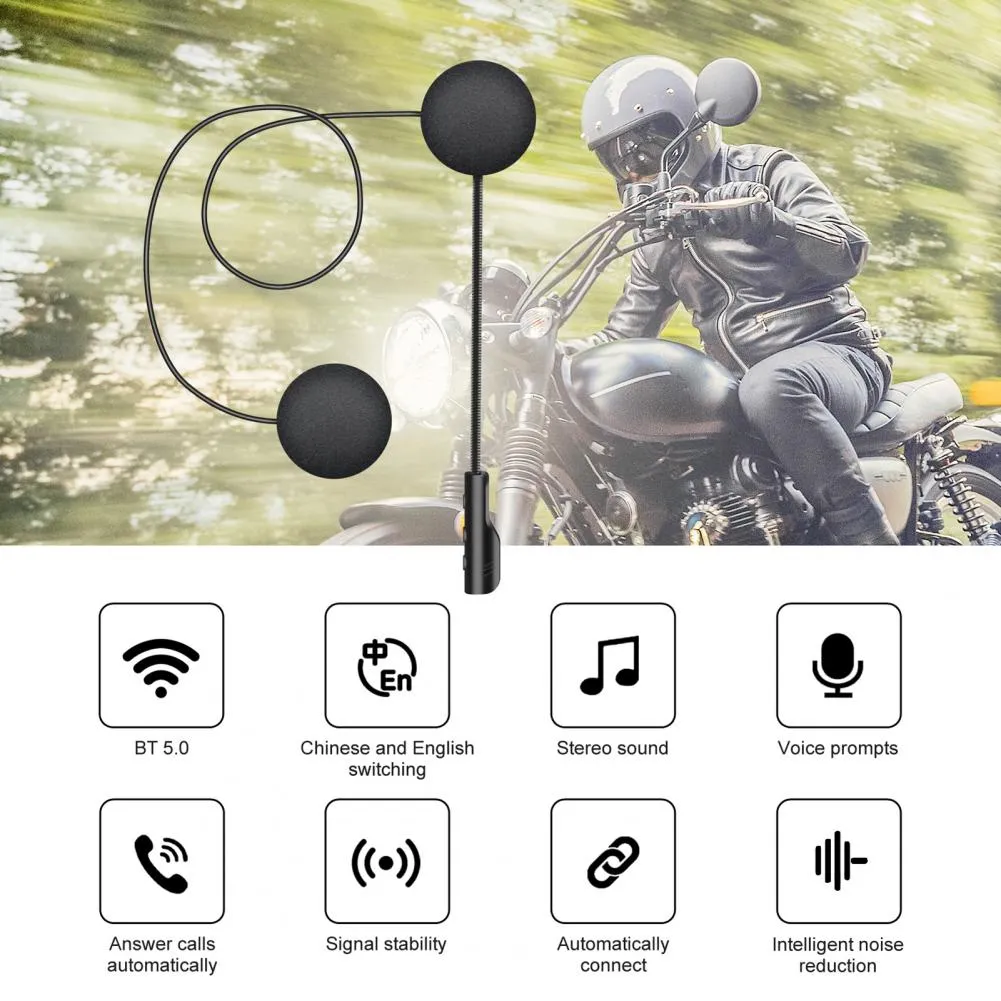 2024T4 Helmet Intercom Handsfree Wireless Music Player, Sponge ...