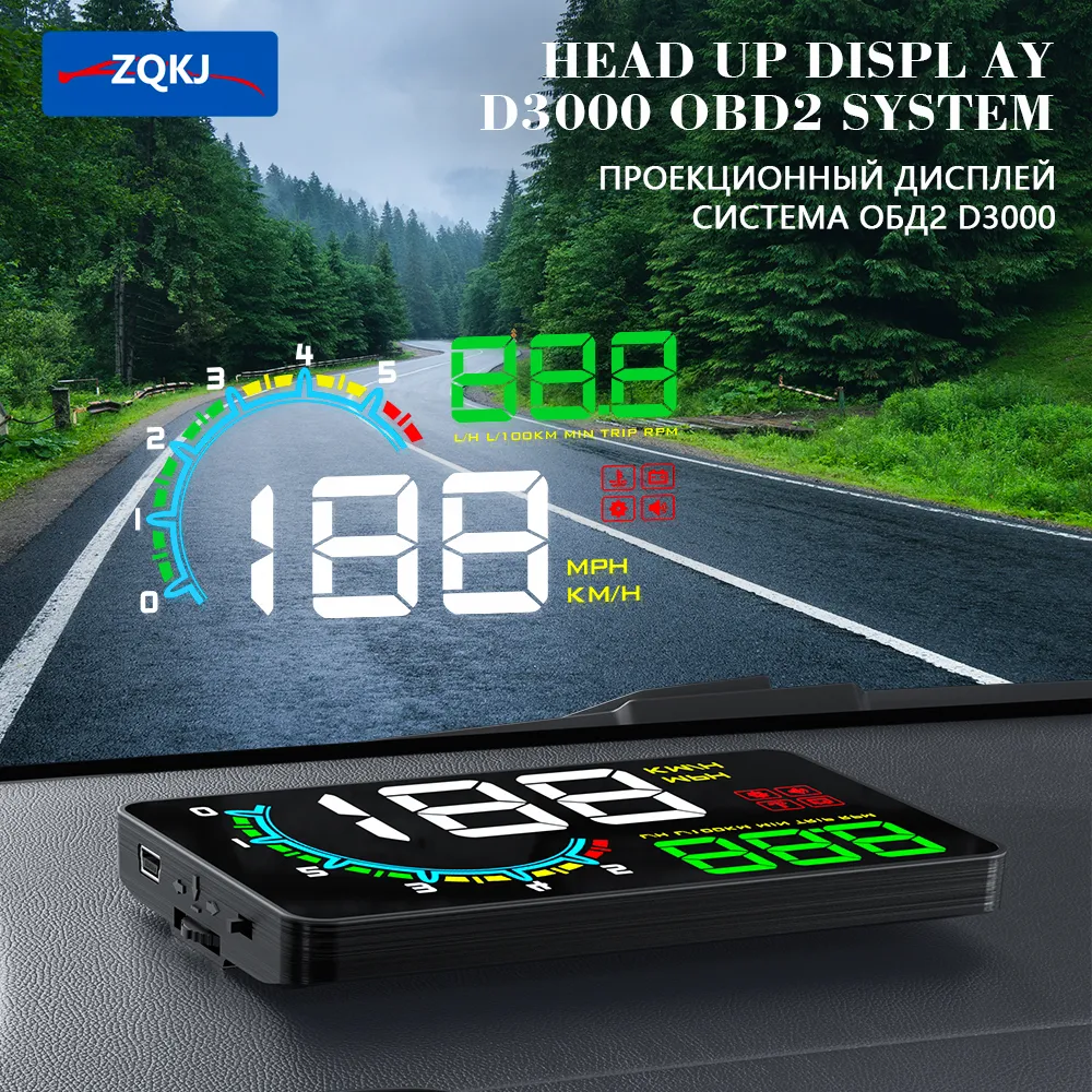 DHgate.com:ZQKJ D3000 EOBD OBD2 HUD Head-Up Display Windshield ...