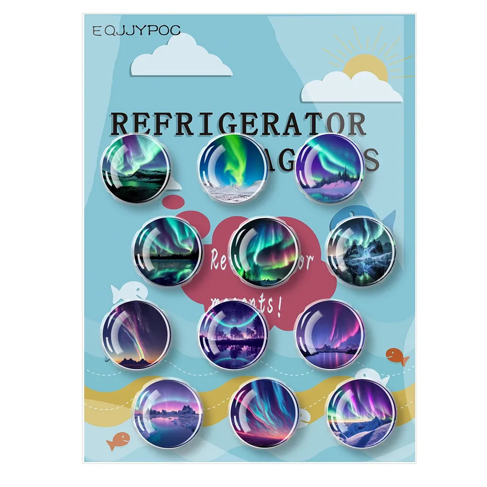 ful Aurora Fridge Magnets - 12 Pack Astronomy Locker Magnets for ...