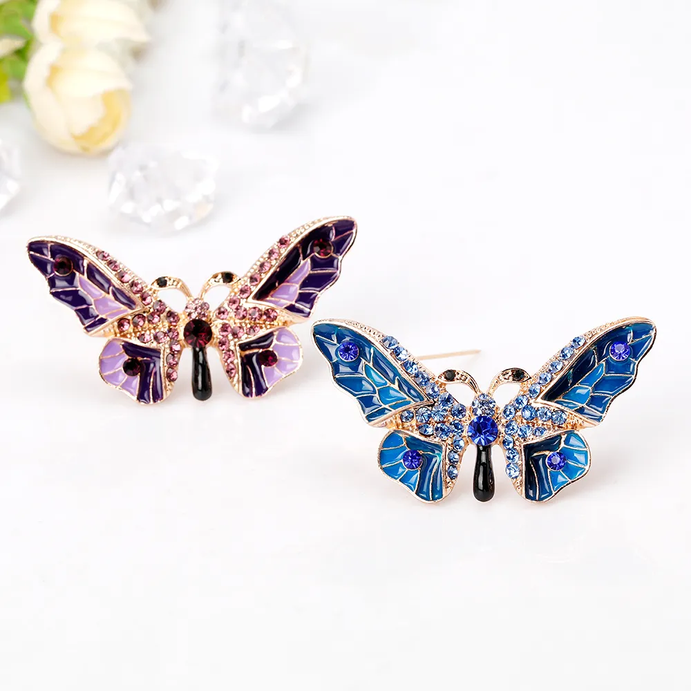 Butterfly Brooch Pins for Women Rhinestone Inlay Alloy Enamel Insect ...