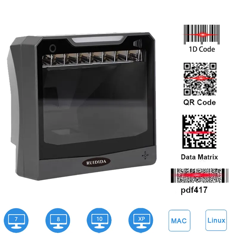 Omnidirectional Barcode Scanner: Wired USB Desktop QR Code Reader for ...